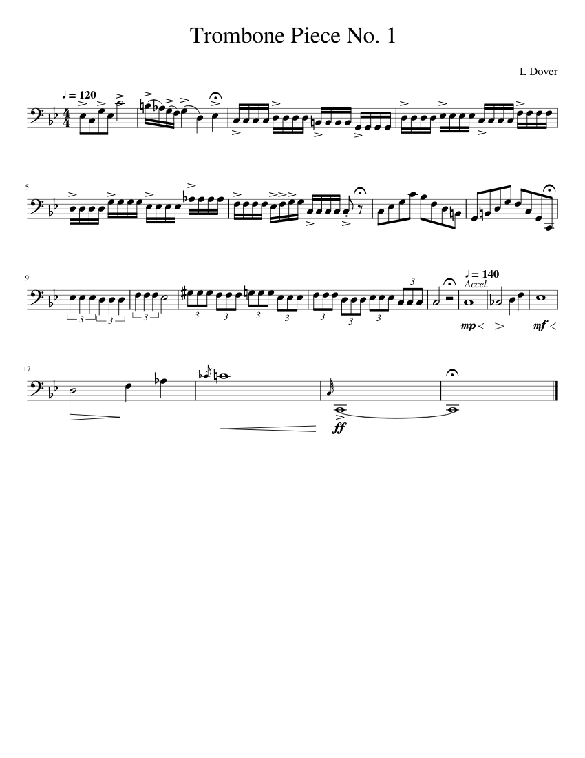 Trombone Piece No. 1 Sheet music for Trombone (Solo) | Musescore.com