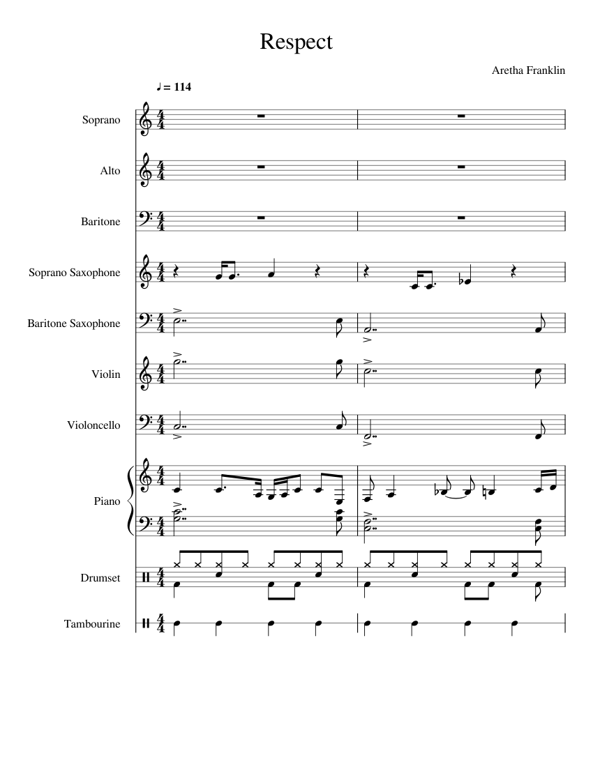 Respect Sheet Music for Piano, Soprano, Alto, Baritone & more ...