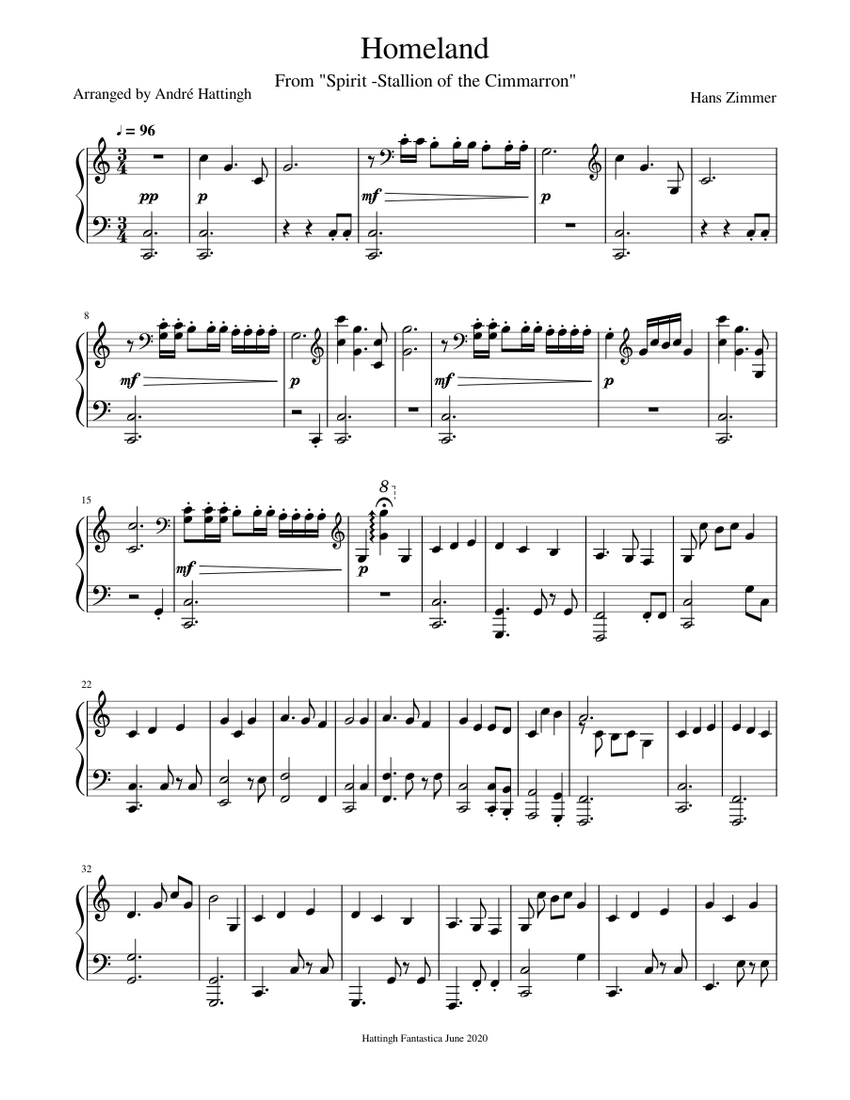 Homeland - From "Spirit - Stallion of the Cimarron" Sheet Music for ...