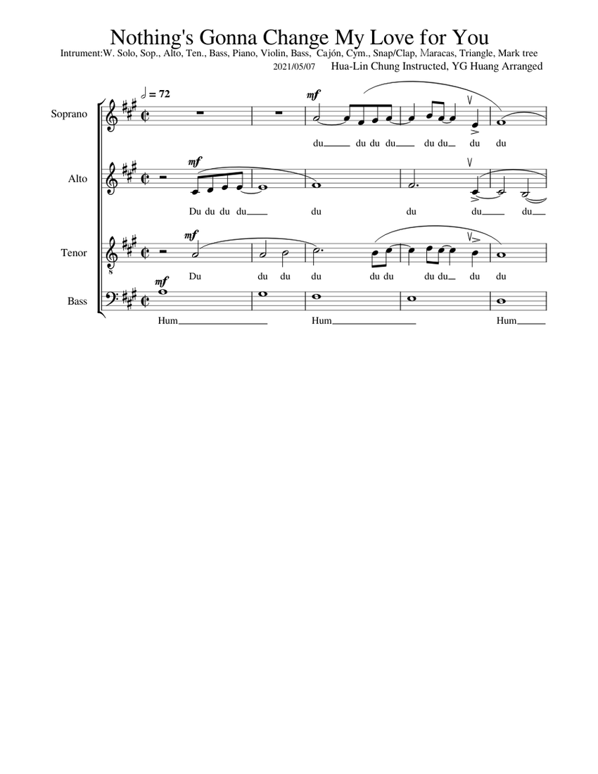 Nothing's Gonna Change My Love For You Sheet Music for Piano, Soprano ...