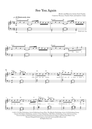 See You Again (feat. Charlie Puth) – Wiz Khalifa Sheet Music for Piano ...