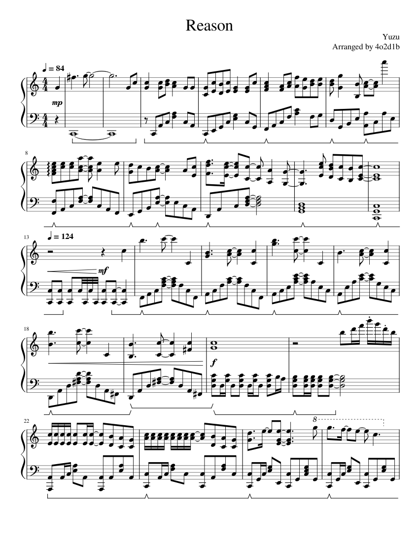 Reason – yuzu (Hunter x Hunter ED 3) Sheet Music for Piano (Solo ...