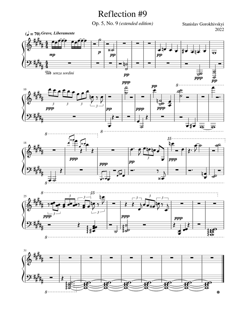 Reflection #9 - Stanislav Gorokhivskyi Sheet music for Piano (Solo) | Musescore.com