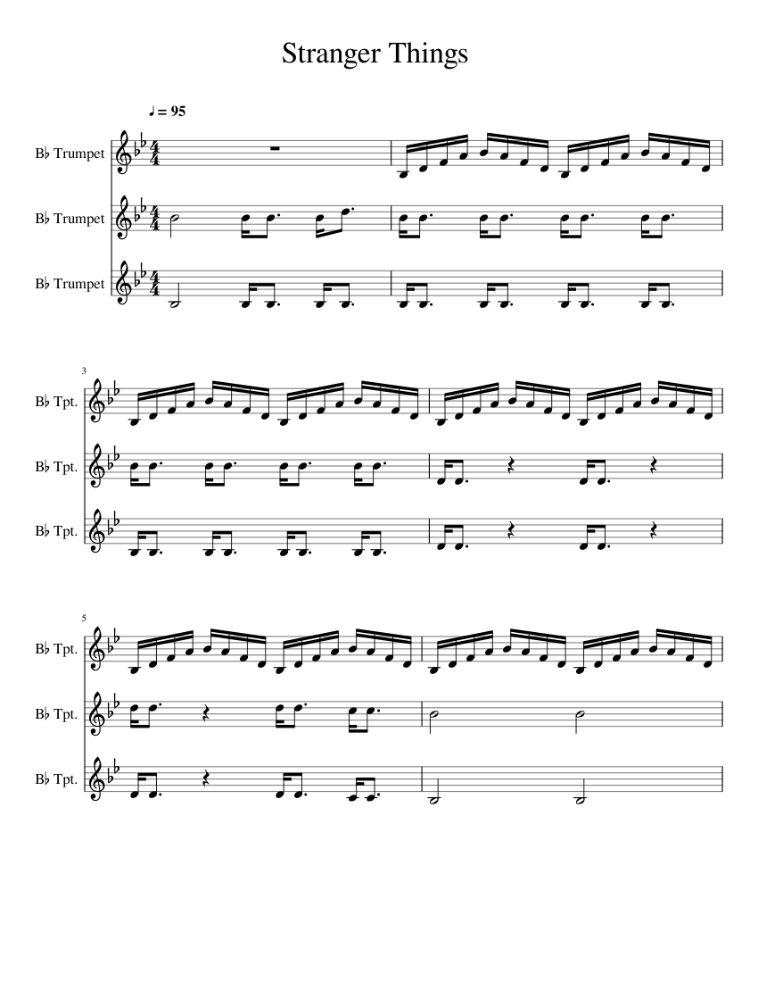 Stranger Things Sheet Music for Trumpet in b-flat (Mixed Trio ...