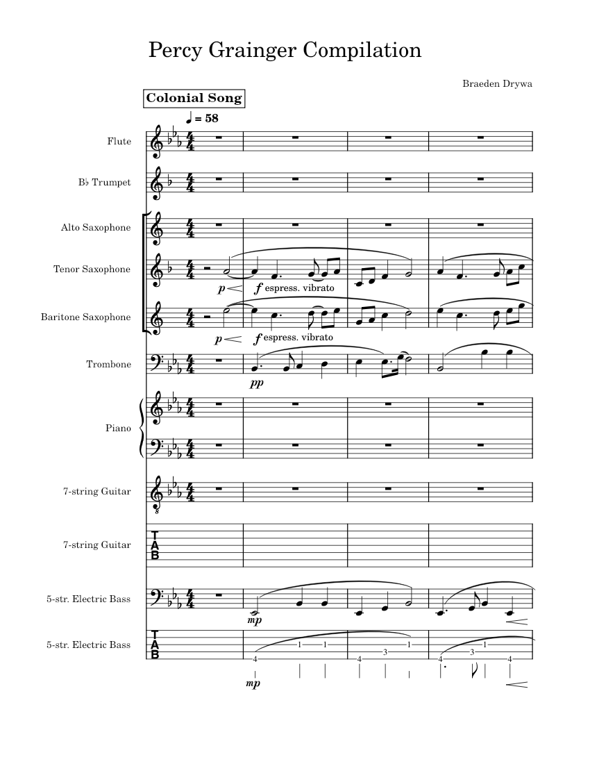 Percy Grainger Compilation Sheet music for Piano, Trombone, Flute ...