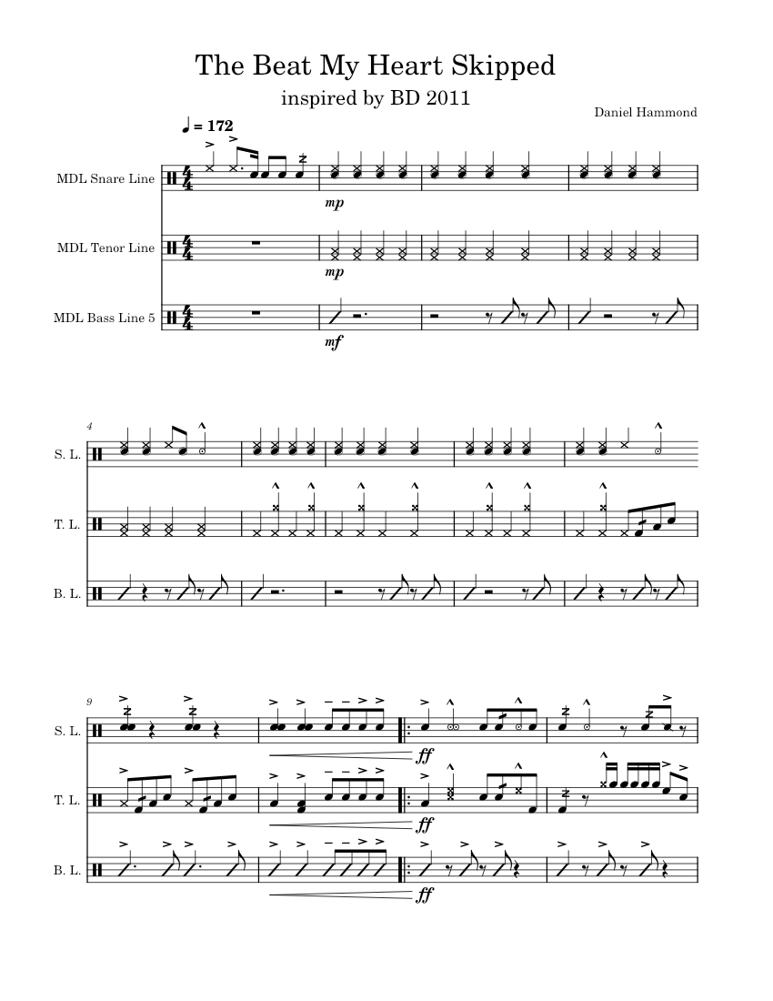 The Beat My Heart Skipped [Stand Tune] Sheet Music for Snare drum ...