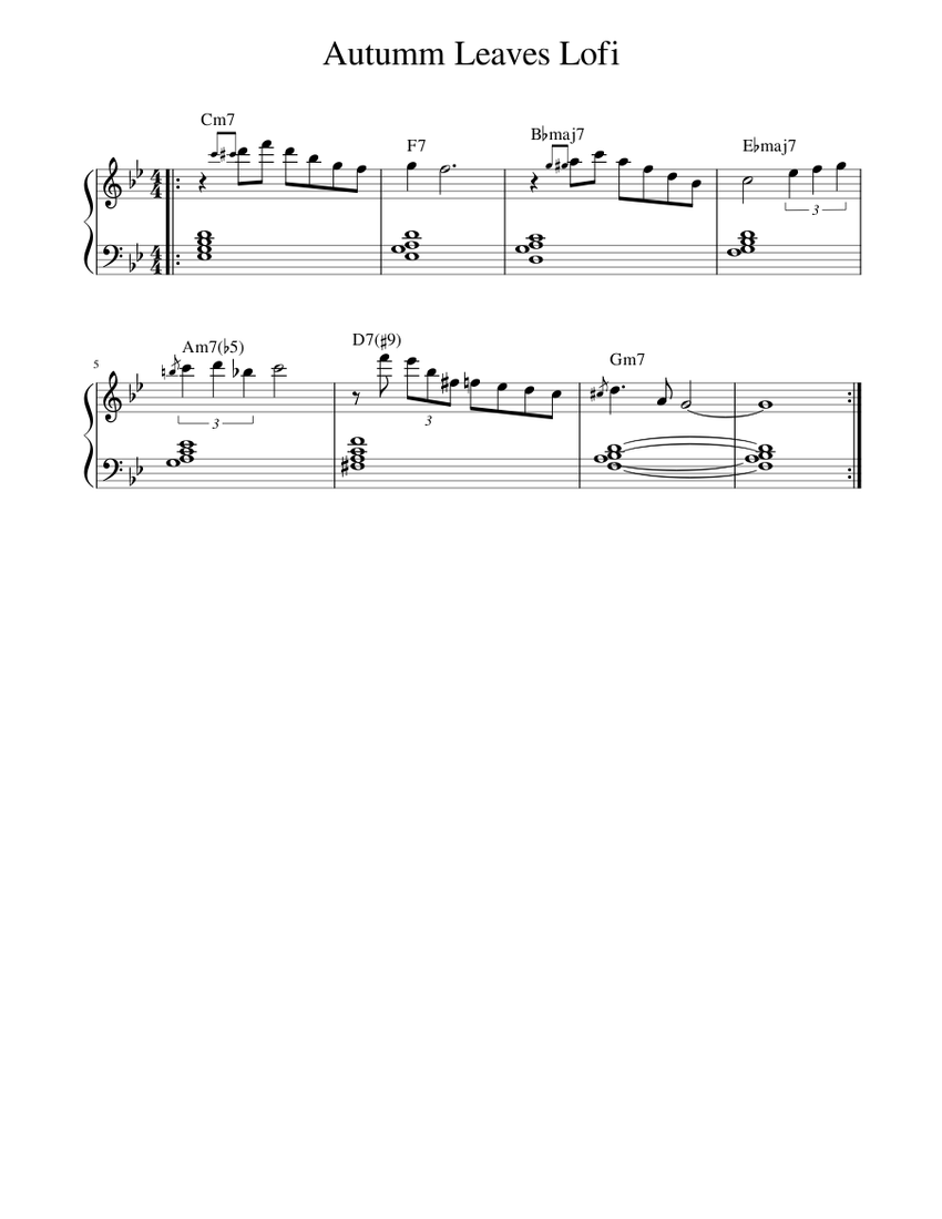Autumm Leaves Lofi Sheet music for Piano (Solo) Easy | Musescore.com