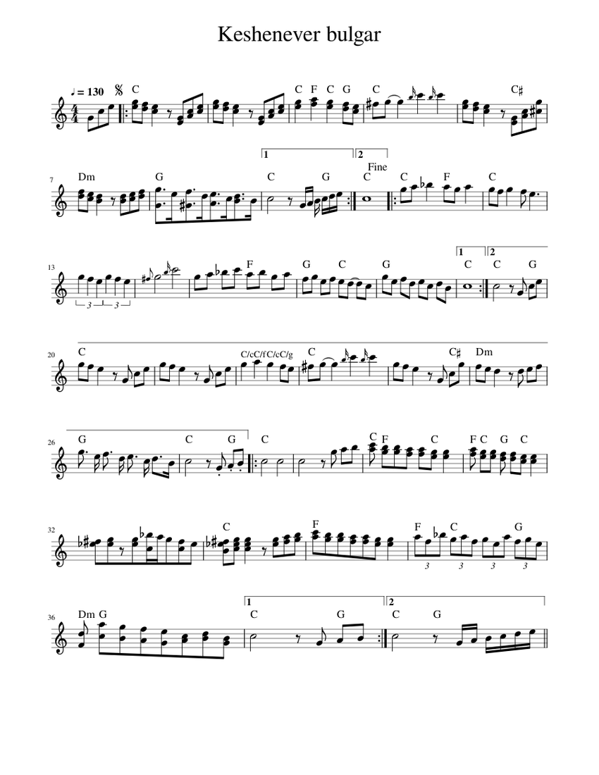 Keshenever bulgar Sheet Music with Chords for Piano (Solo) easy ...