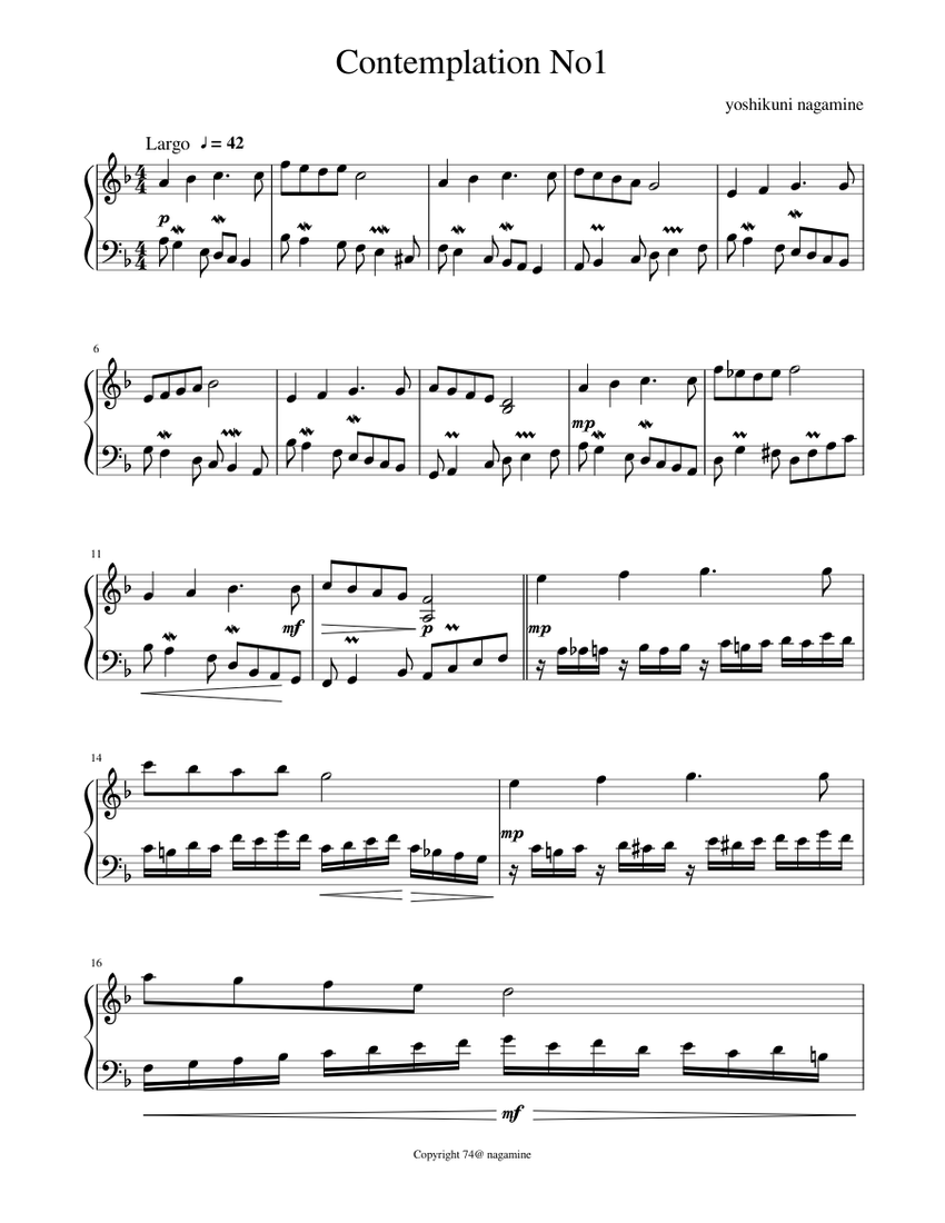 Contemplation No1 Sheet music for Piano (Solo) | Musescore.com