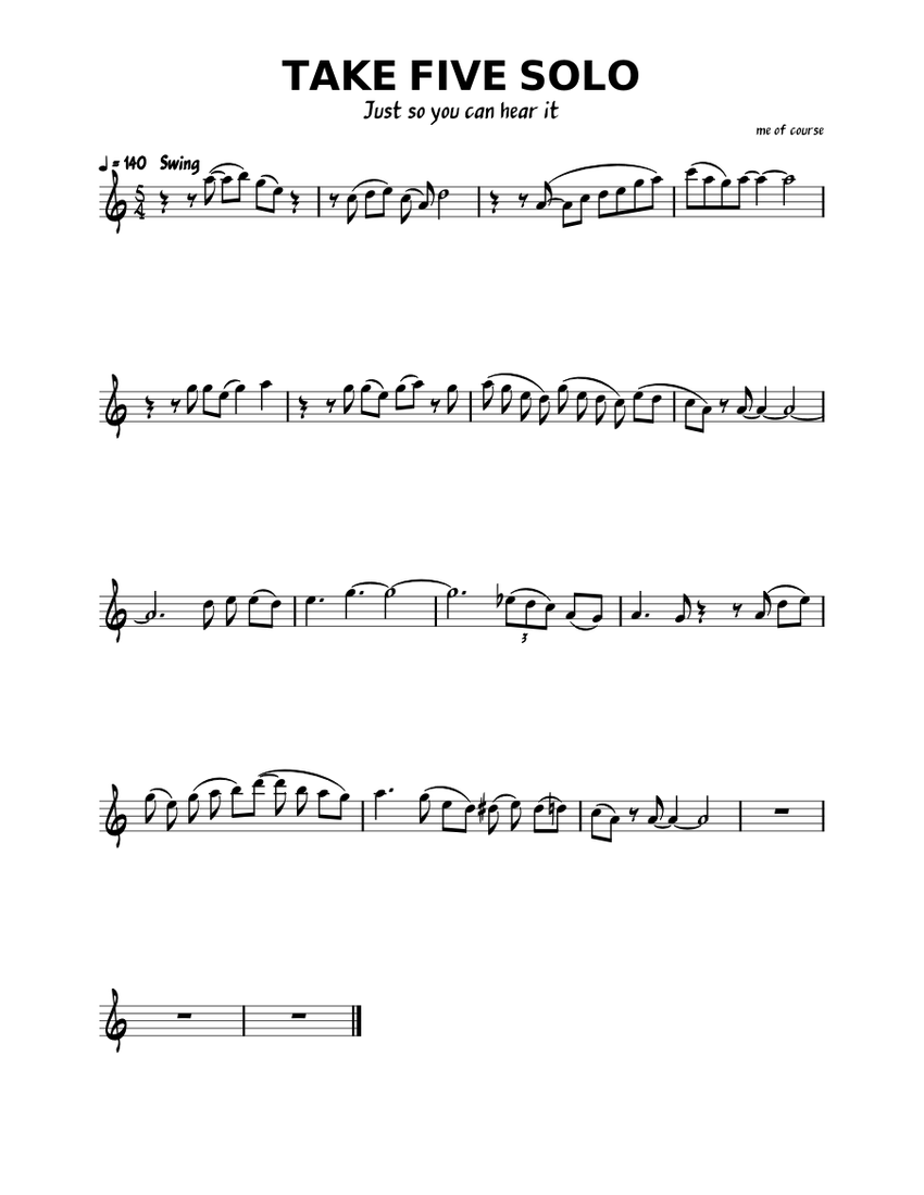 Take Five Solo Sheet music for Piano (Solo) | Musescore.com