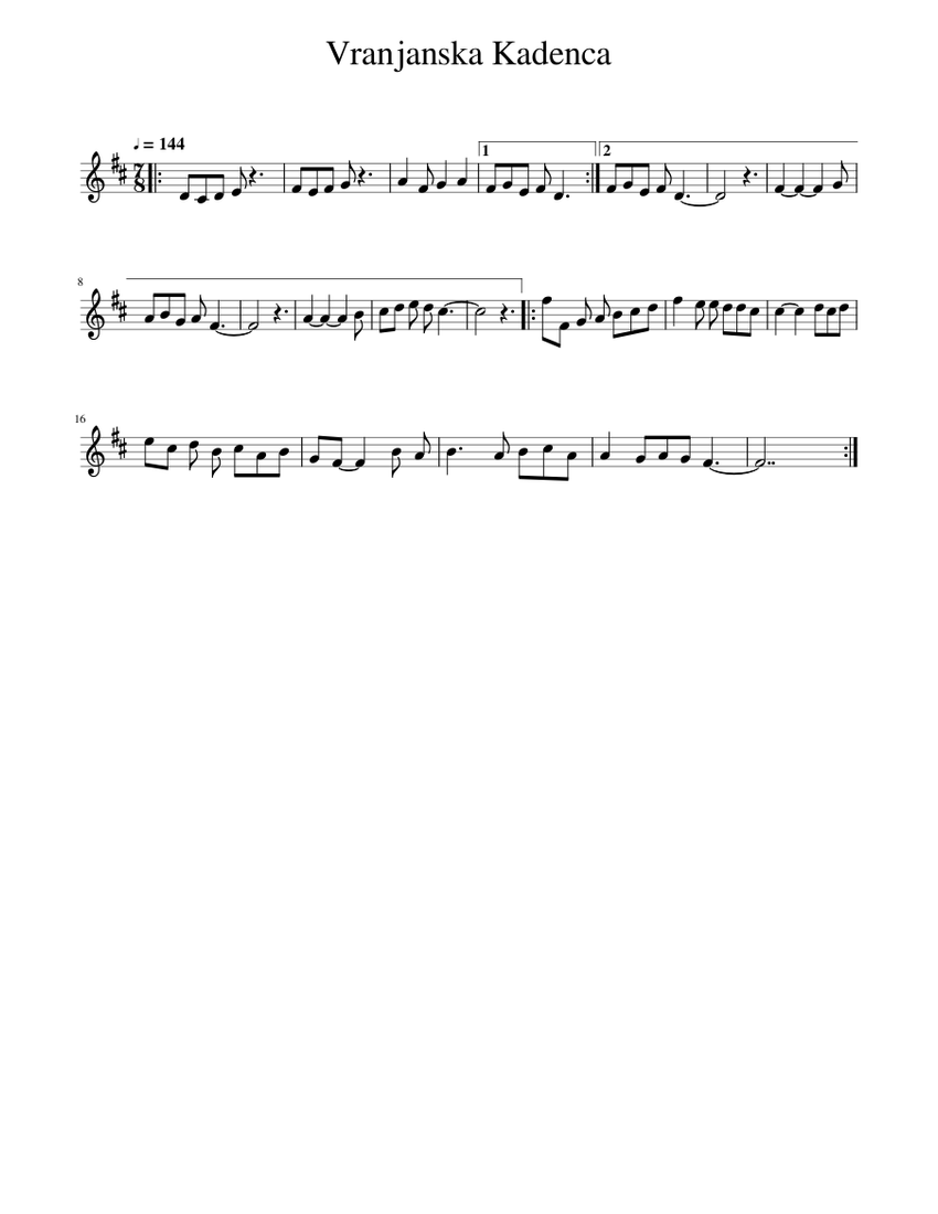 Vranjanska Kadenca Sheet music for Woodwinds (other) (Solo) | Musescore.com