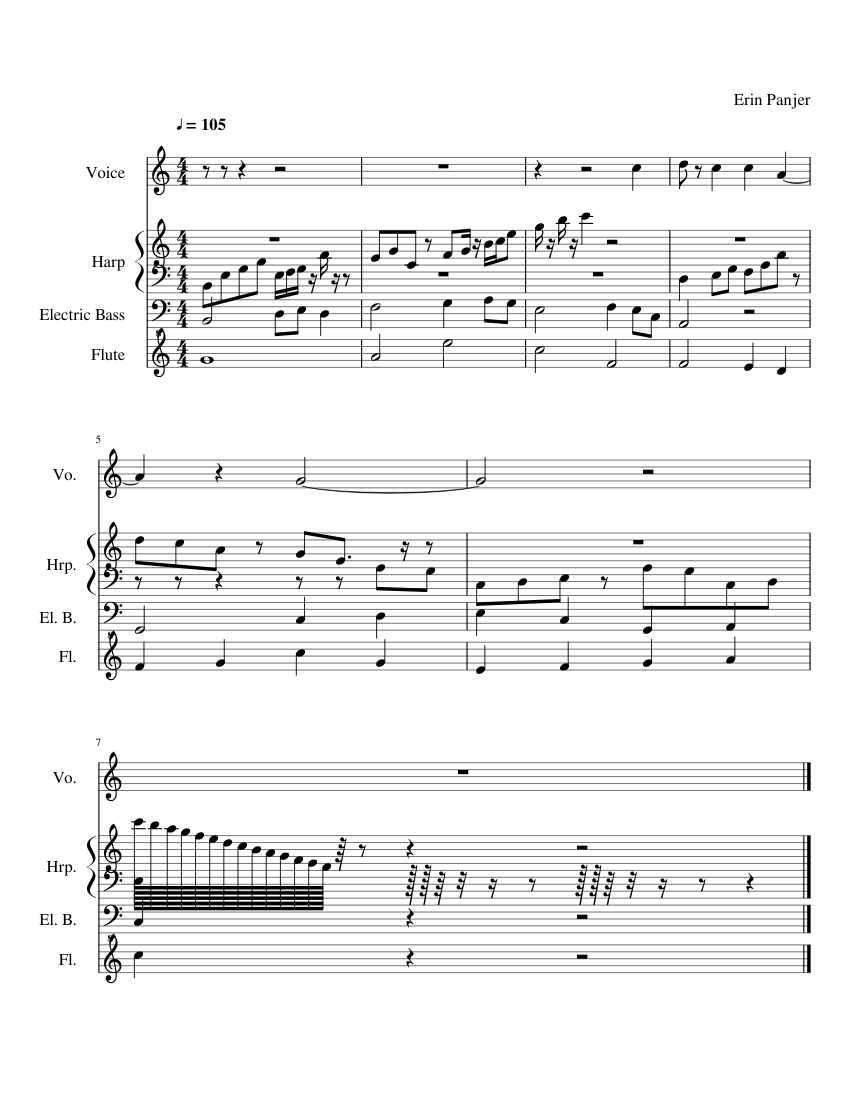 Transitional Signal Sheet music for Vocals, Flute, Bass guitar, Harp ...