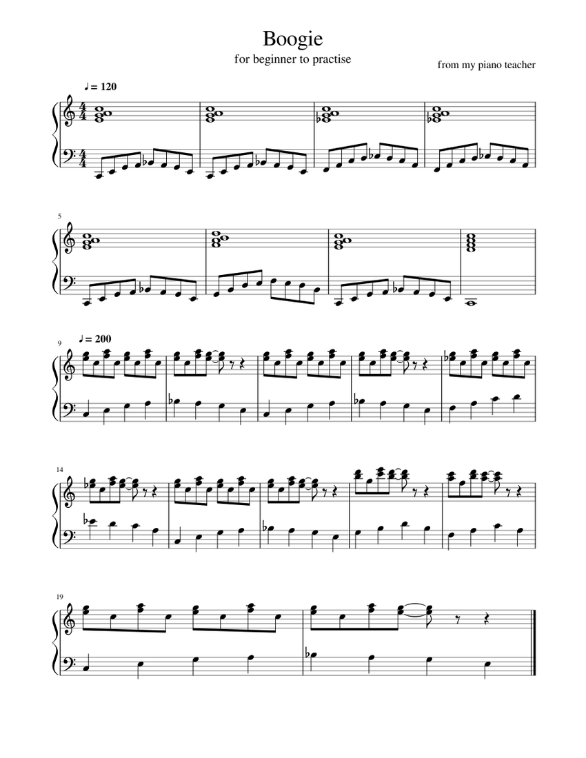 Boogie (easy for beginners) Sheet Music for Piano (Solo) | MuseScore.com