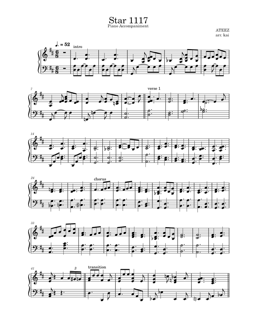 Star 1117 – ATEEZ (에이티즈) Sheet music for Piano (Solo) | Musescore.com