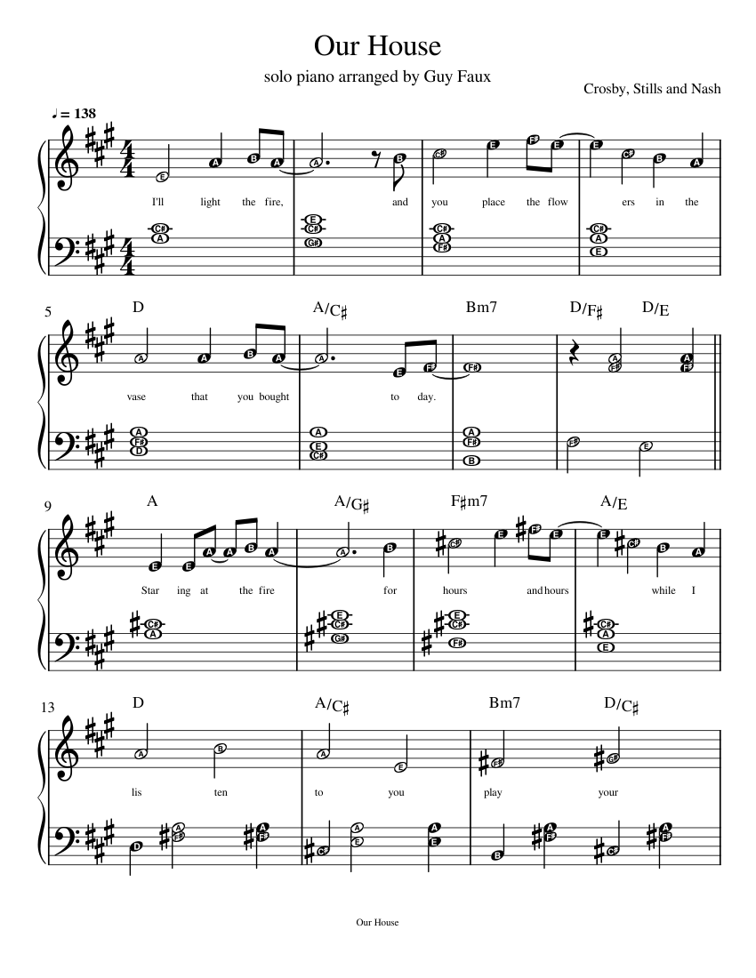 Our House Sheet Music with Chords for Piano (Solo) easy | MuseScore.com