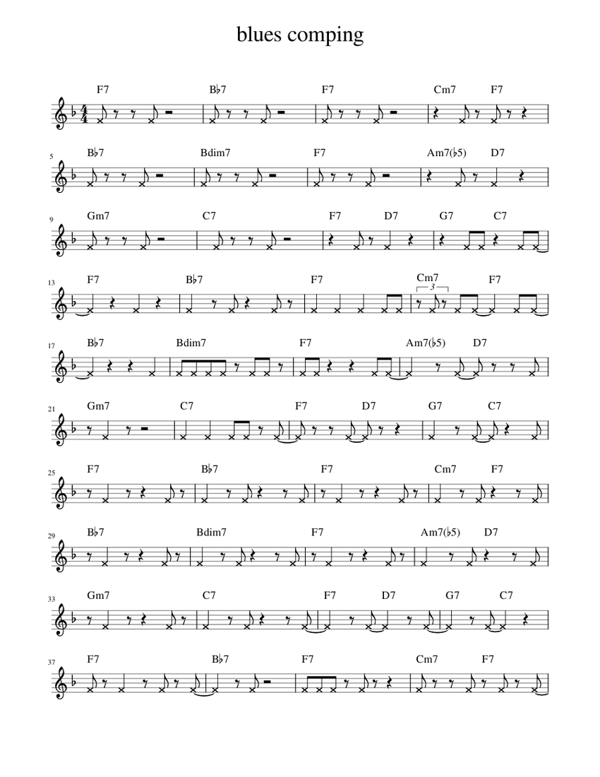 blues comping Sheet music for Piano (Solo) | Musescore.com