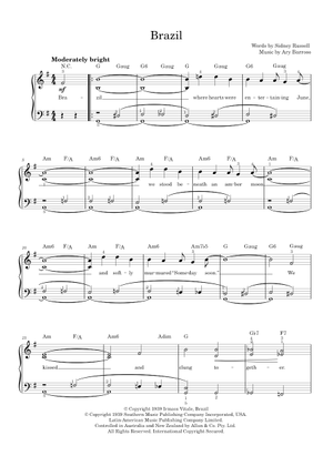 Brazil – Ary Barroso Brazil Sheet Music with Chords for Piano, Flute ...