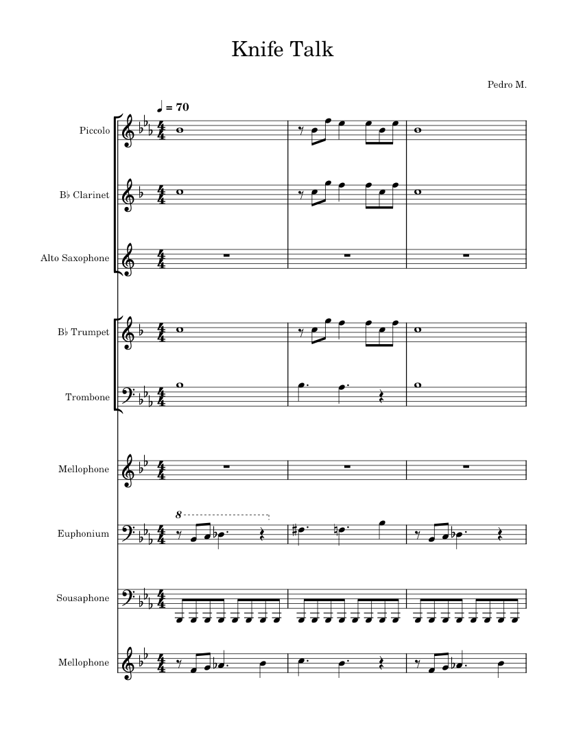 Knife_Talk Sheet music for Trombone, Euphonium, Mellophone, Flute piccolo & more instruments ...