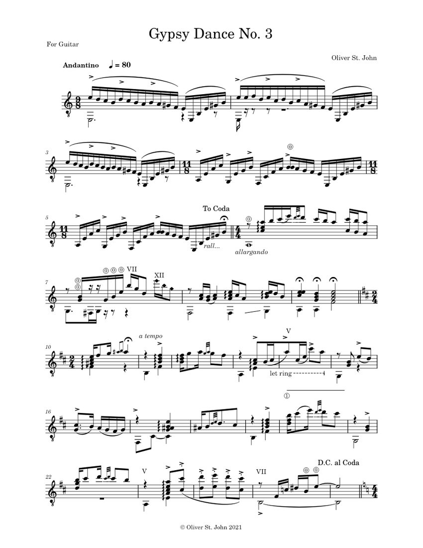 Gypsy Dance No. 3 Sheet music for Guitar (Solo) | Musescore.com