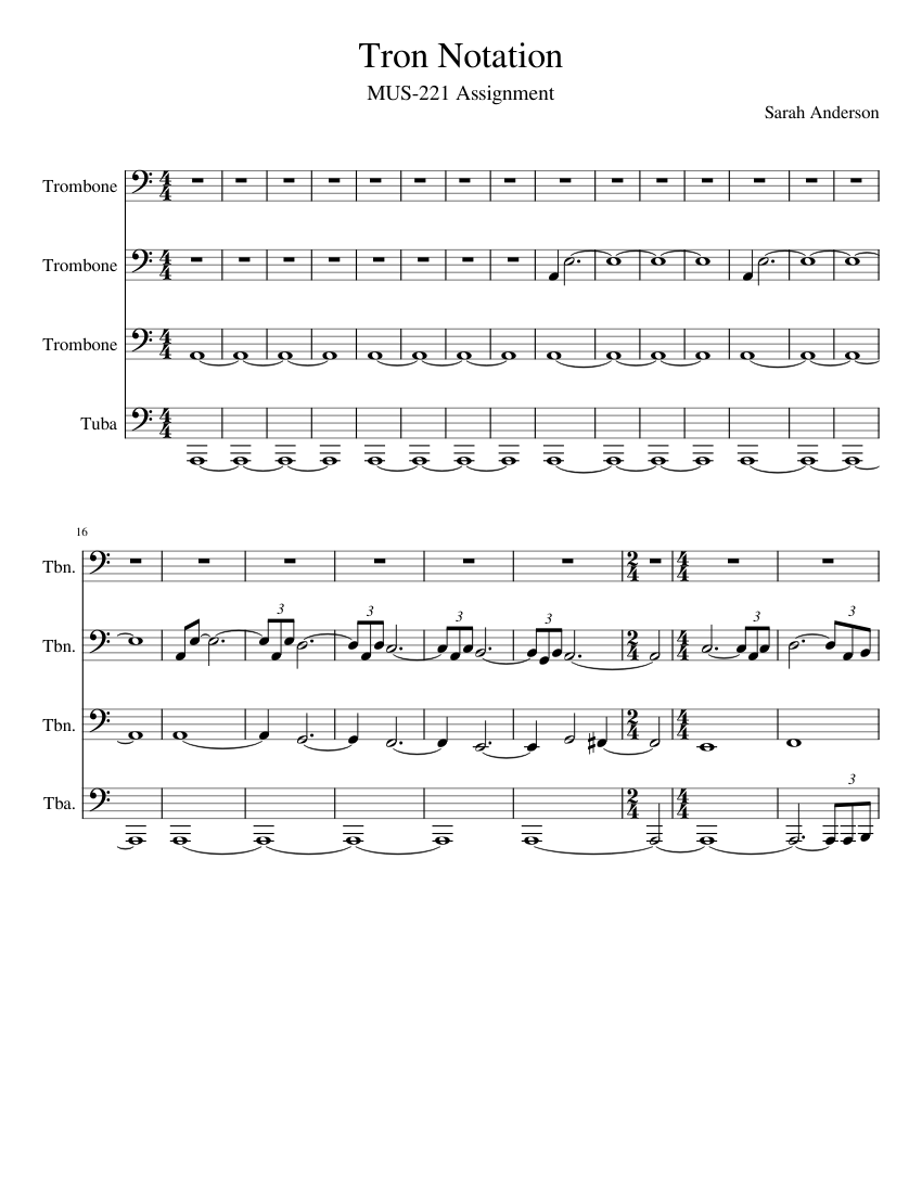 Tron: Legacy Overture Sheet music for Trombone, Tuba (Mixed Quartet ...