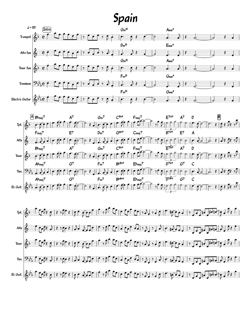 Spain Sheet music for Piano, Trombone, Guitar, Bass guitar & more ...