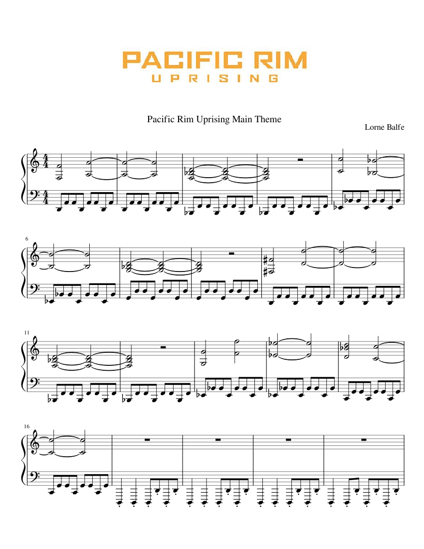 Pacific Rim Uprising Main Theme Piano Sheet music for Piano (Solo ...