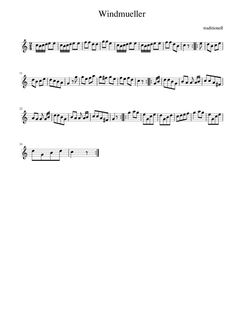Traditional music - Windmueller Sheet music for Piano (Solo) Easy ...