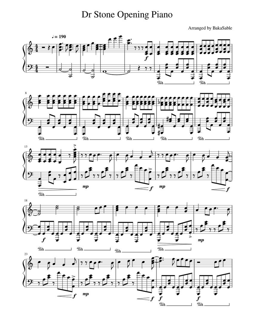 Dr Stone Opening Piano Sheet music for Piano (Solo) | Musescore.com