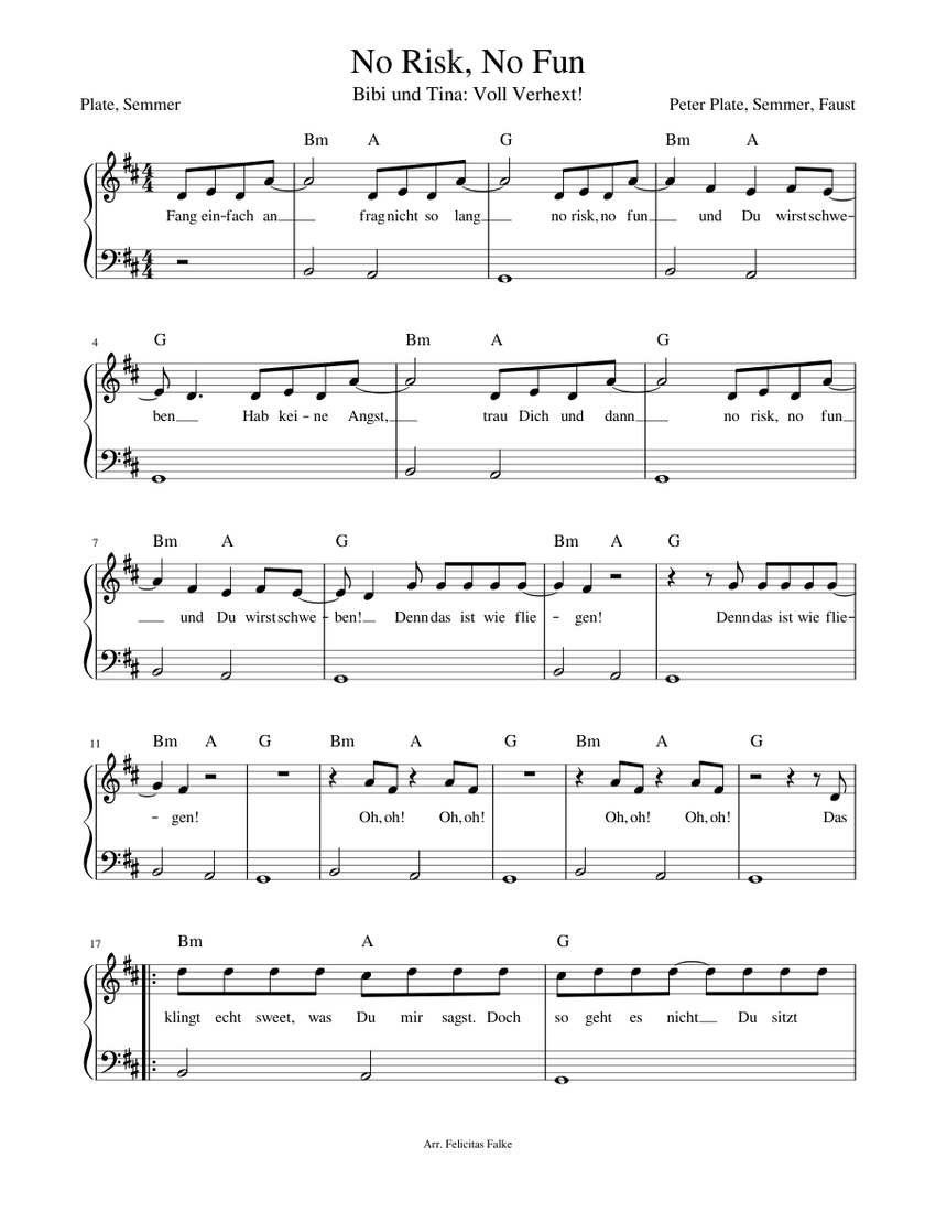 Bibi and tina voll verhext - no risk no fun – Misc Soundtrack - piano ...