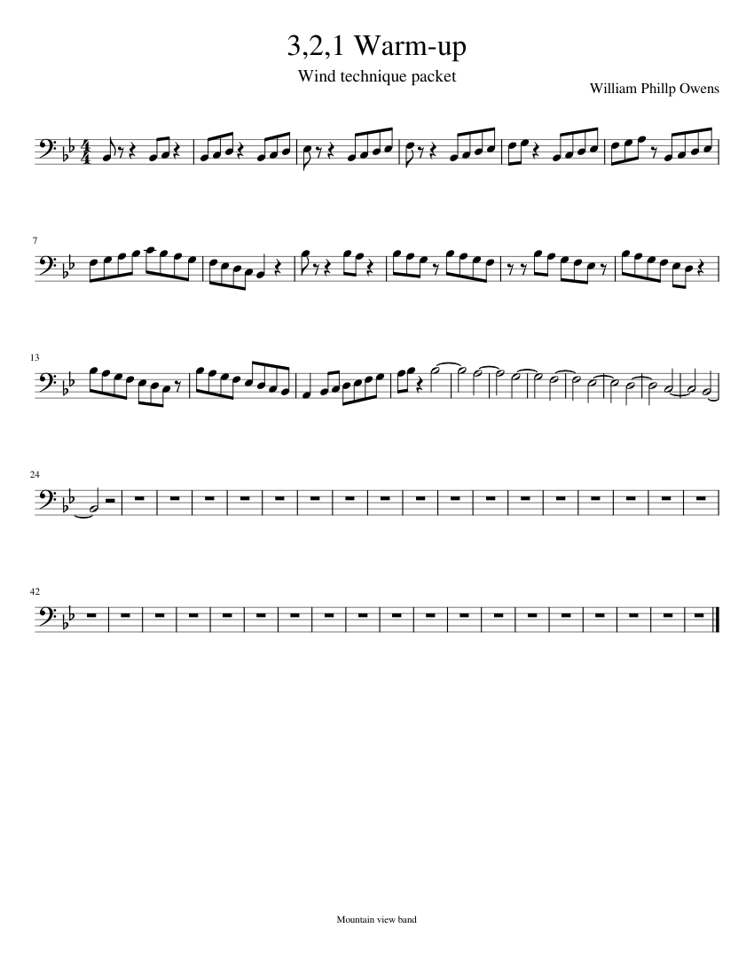 3,2,1 Warm-up Sheet music for Trombone (Solo) | Musescore.com