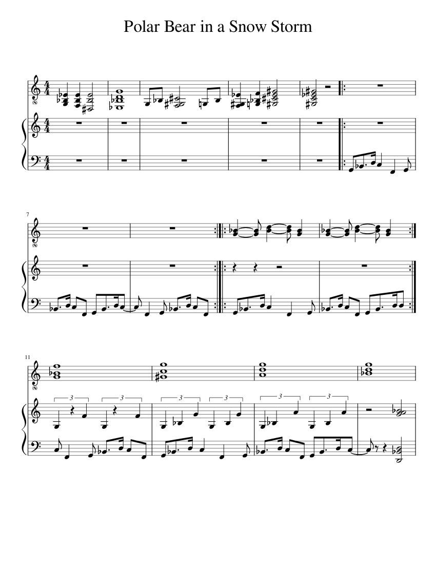 Polar bear in a snow storm Sheet music for Piano, Vocals (Piano-Voice ...