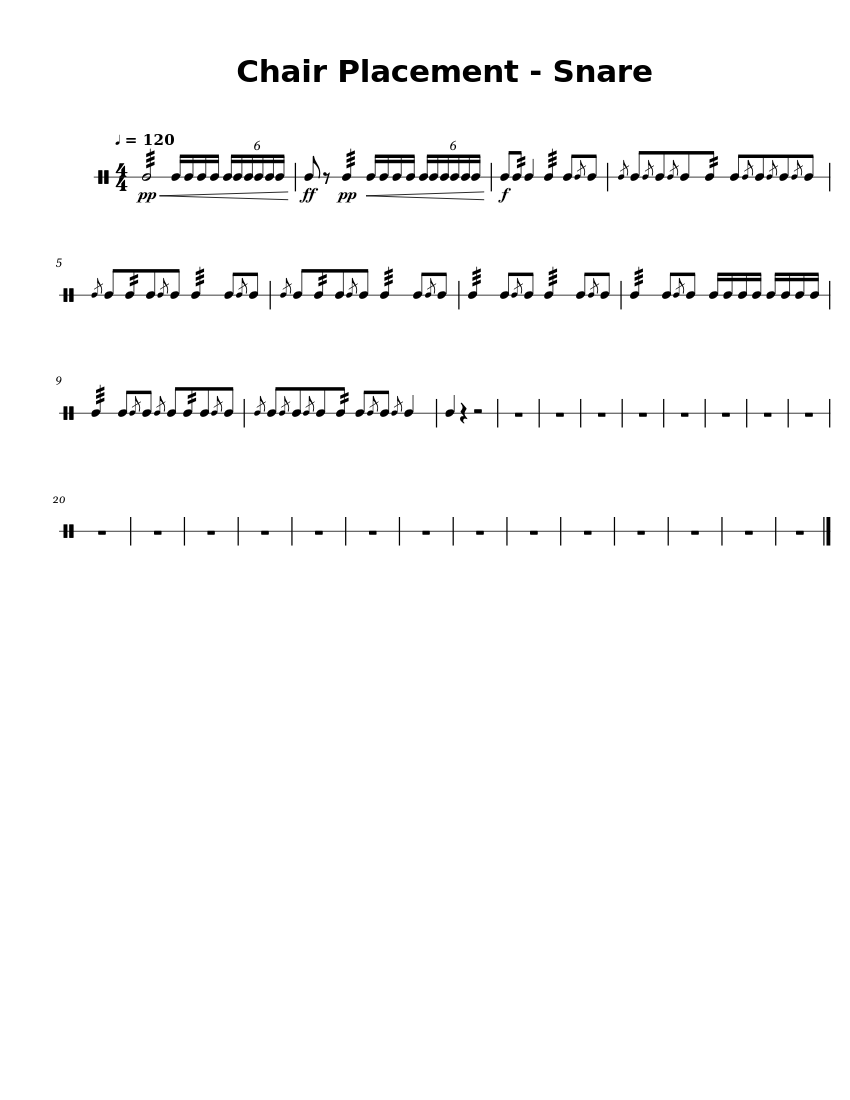 Chair Placement - Snare Sheet music for Snare drum (Solo) | Musescore.com