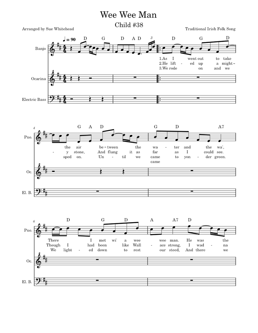 Wee Wee Man Sheet music for Piano, Bass guitar, Flute other (Mixed ...