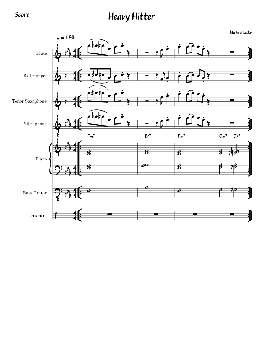 Heavy Hitter Sheet music for Piano, Flute, Saxophone tenor, Trumpet in ...