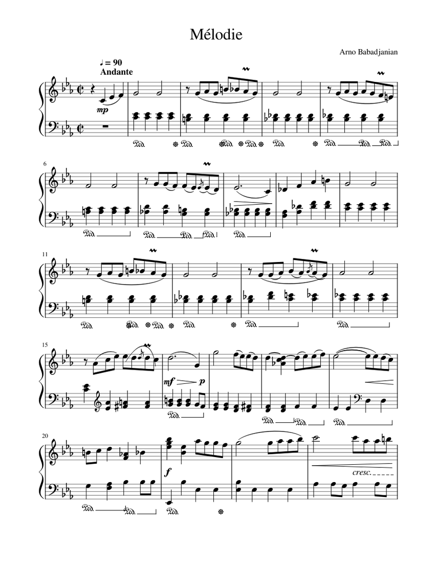 Mélodie Sheet music for Piano (Solo) Easy | Musescore.com