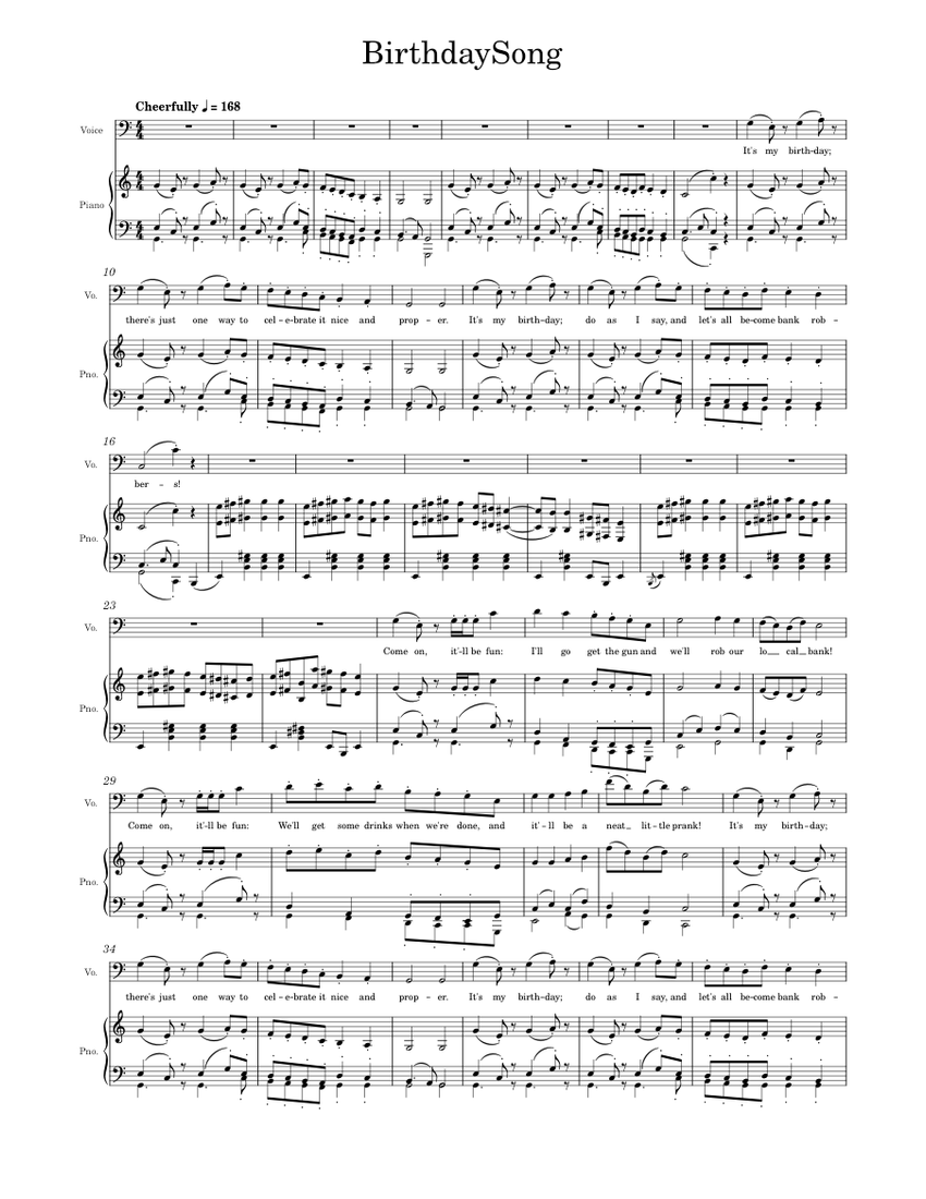 Birthday Song Sheet music for Piano, Vocals (Piano-Voice) | Musescore.com