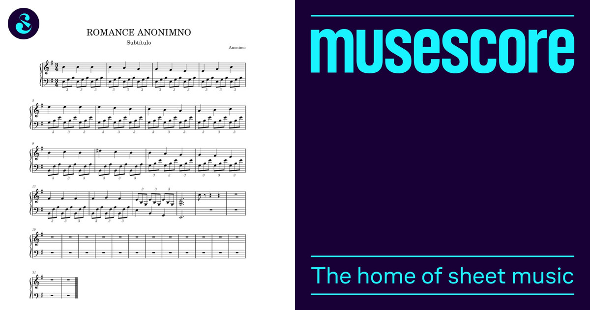 ROMANCE ANONIMNO Sheet Music for Piano (Solo) Easy | MuseScore.com