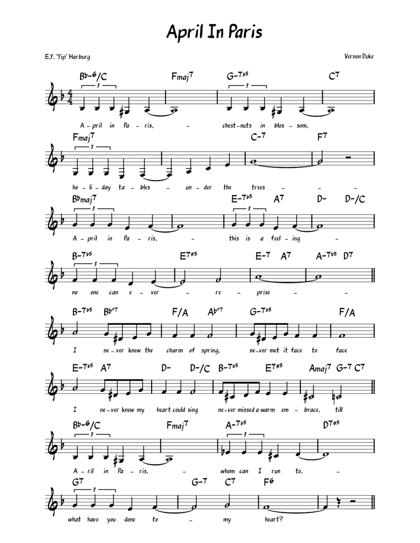 April In Paris – Duke Vernon Sheet music for Piano (Solo) Easy ...