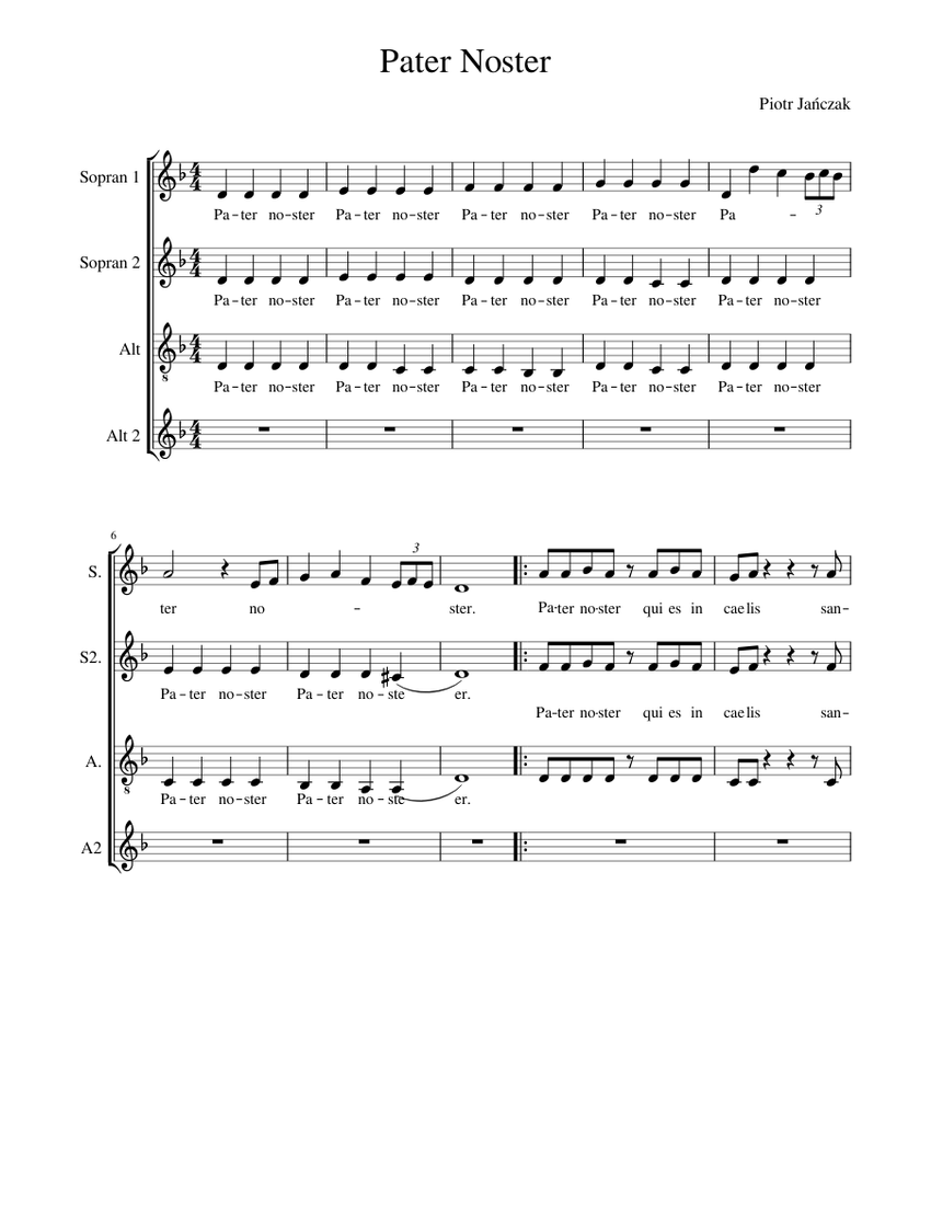 Pater Noster Sheet music for Soprano, Alto, Tenor, Viol (Mixed Quartet ...