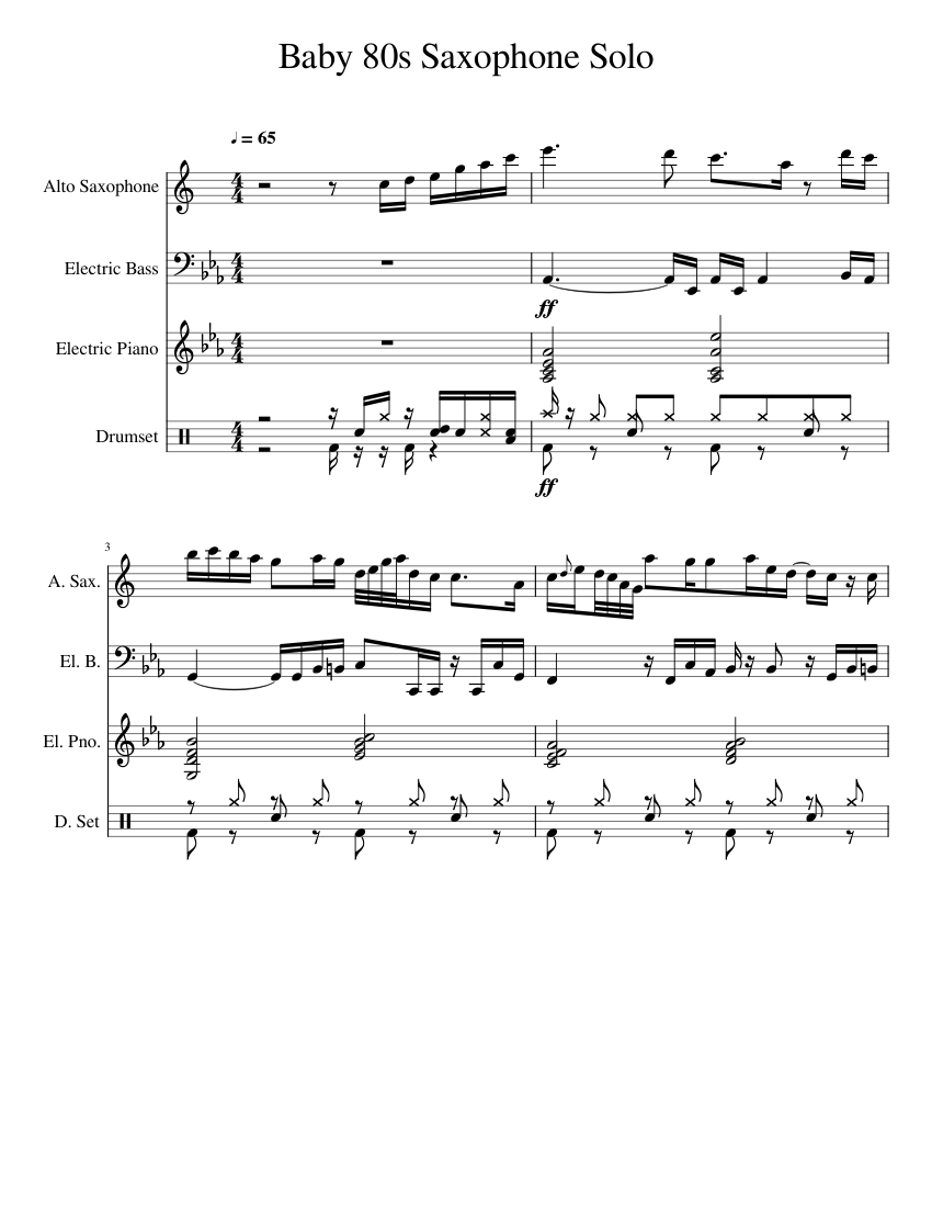 Baby 80s Remix Saxophone Solo (TRONICBOX) Sheet Music for Piano ...