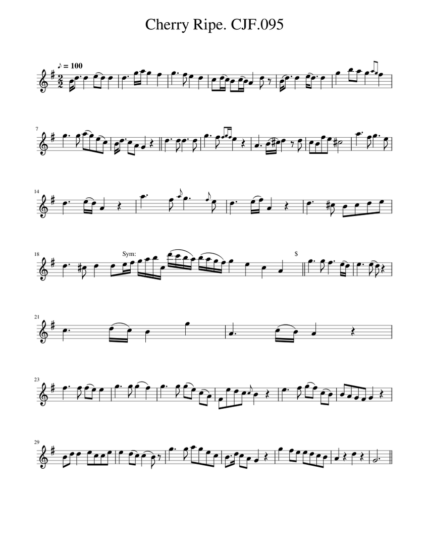 Cherry Ripe. CJF.095 Sheet music for Piano (Solo) Easy | Musescore.com