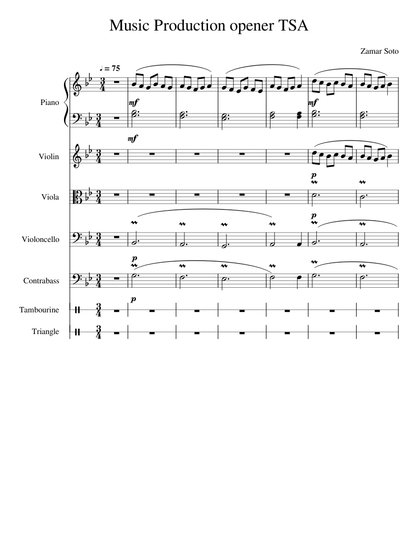 Music Production TSA Intro Sheet music for Piano, Tambourine ...