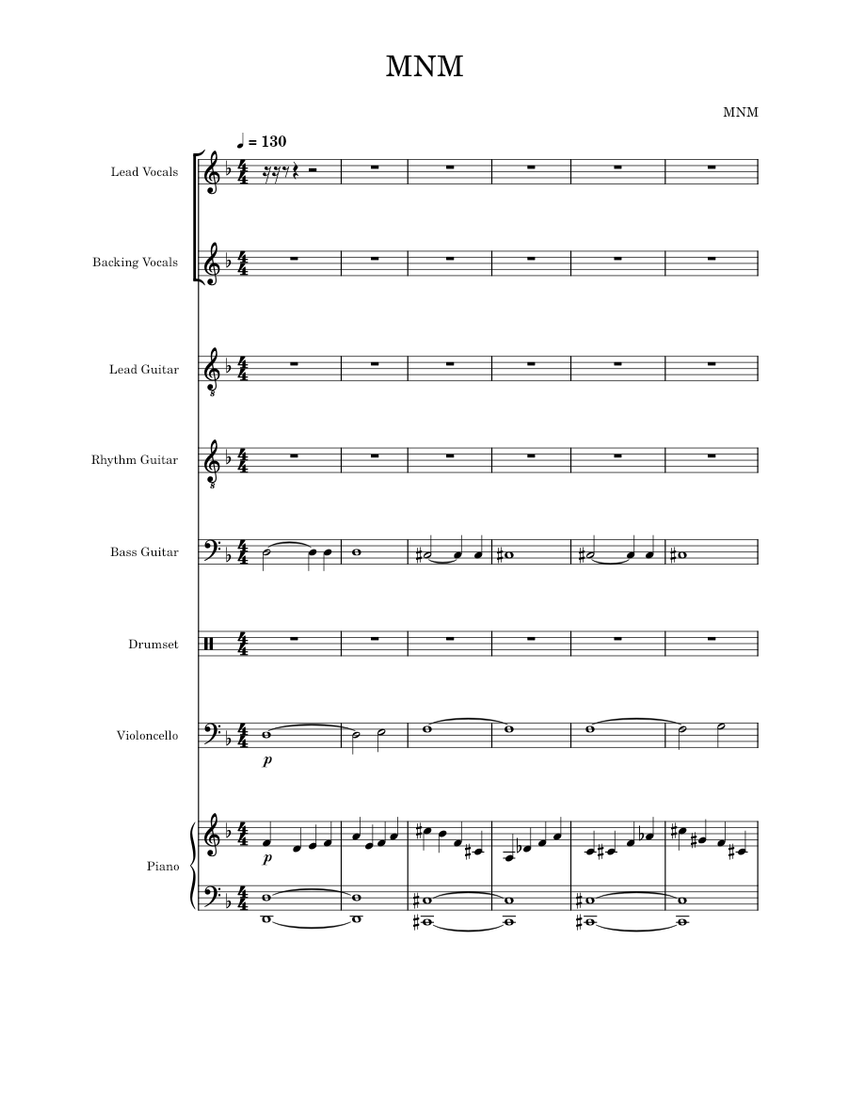 MNM symphony Sheet music for Piano, Vocals, Cello, Guitar & more ...