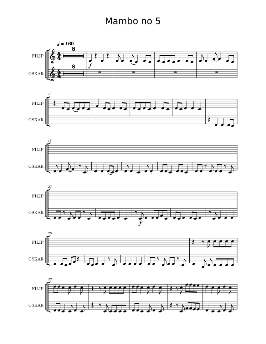 Mambo no 5 – Lou Bega Sheet music for Trumpet in b-flat (Brass Duet ...