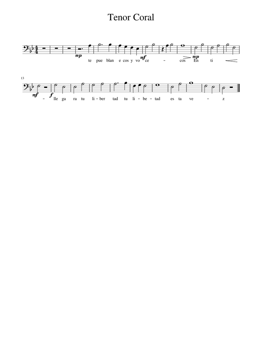 Tenor Coral Sheet music for Baritone (Solo) | Musescore.com