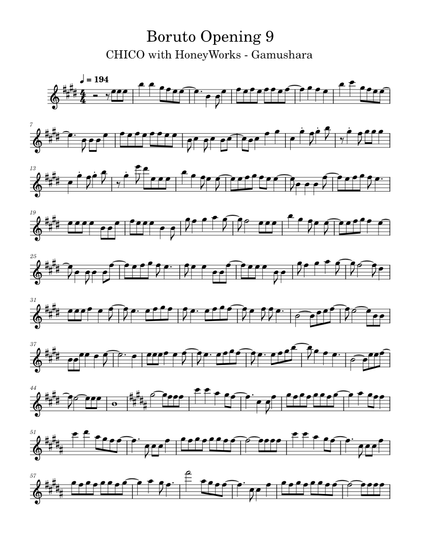 Boruto Opening 9 Sheet Music for Flute (Solo) | MuseScore.com