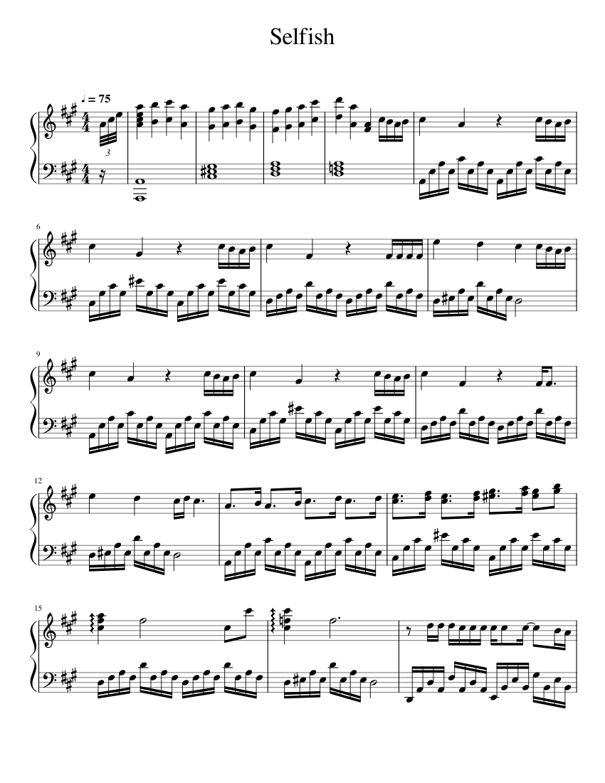 Selfish Sheet music for Piano (Solo) | Musescore.com