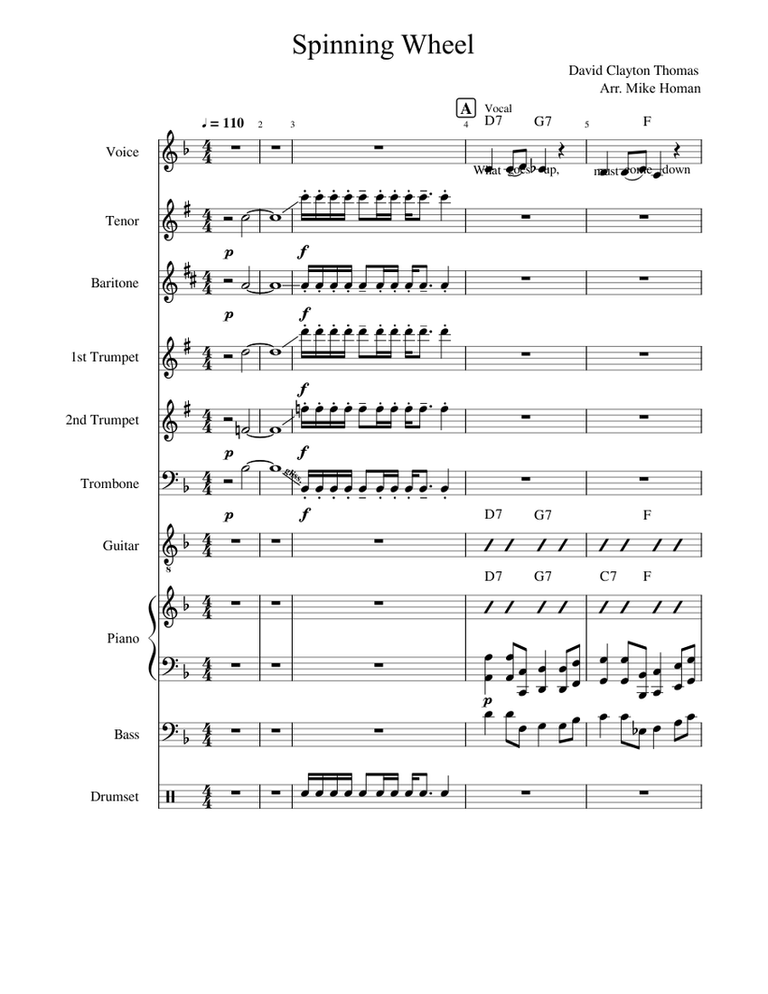Spinning Wheel Sheet music for Piano, Trombone, Male, Saxophone tenor ...