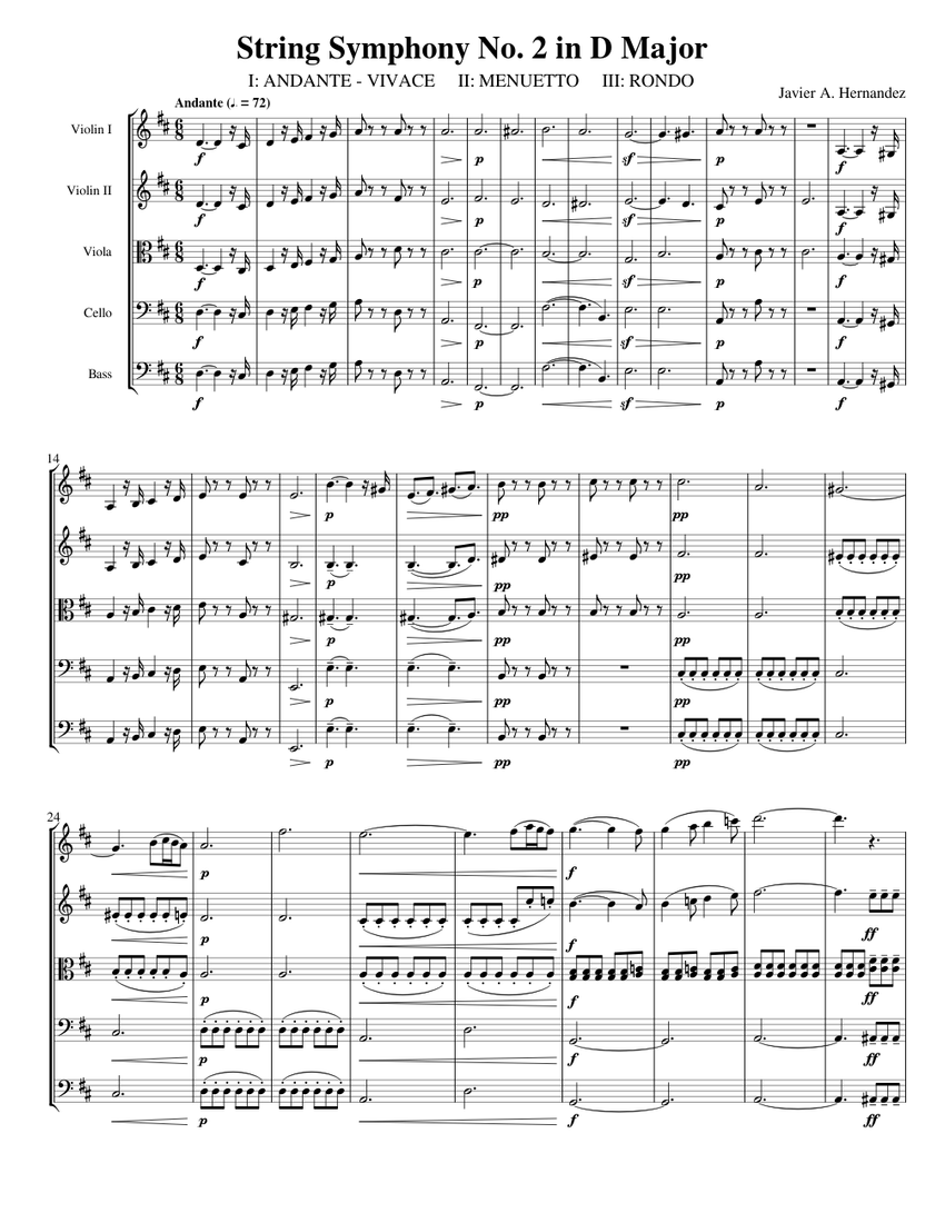 String Symphony No. 2 in D Major Sheet music for Strings group (String Ensemble) | Musescore.com