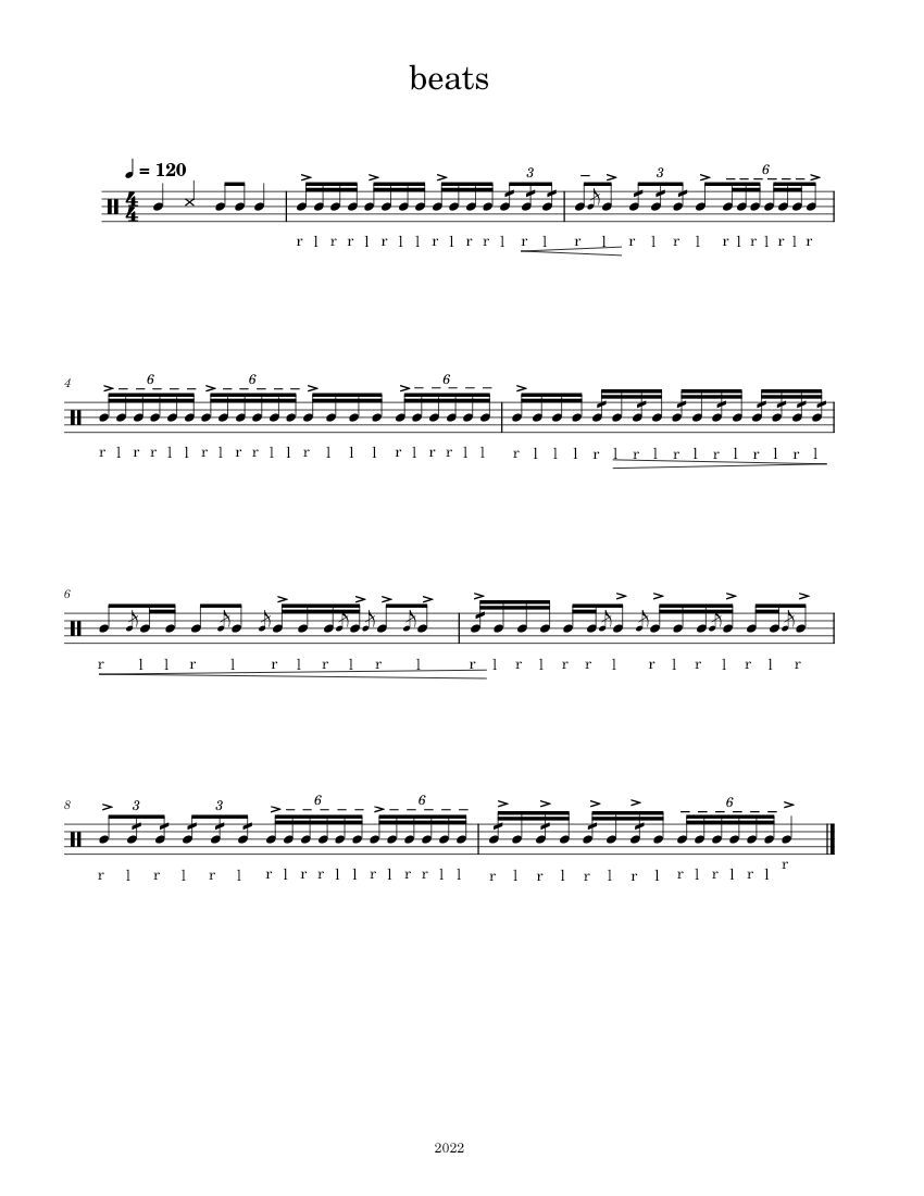 Beats Sheet music for Snare drum (Drum Corps (Modern)) | Musescore.com